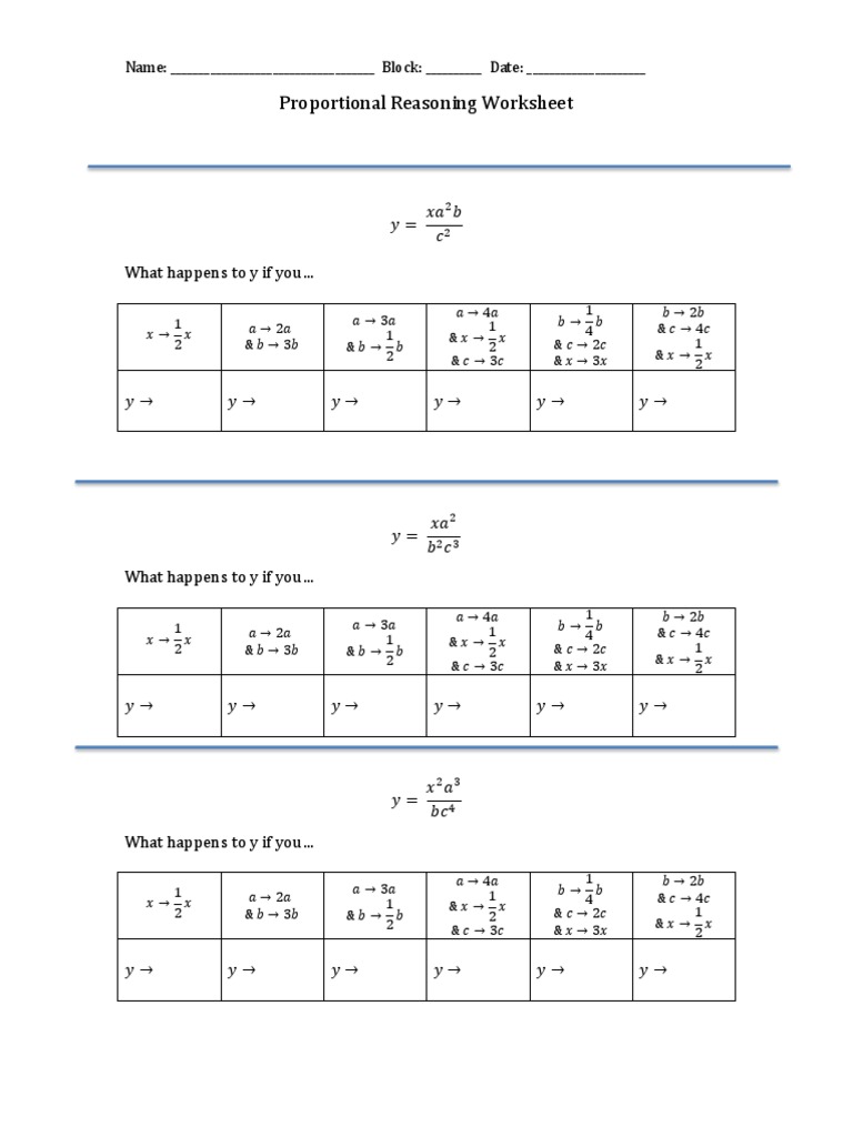 Proportional Reasoning Workhsheet | PDF | Language Arts & Discipline ...