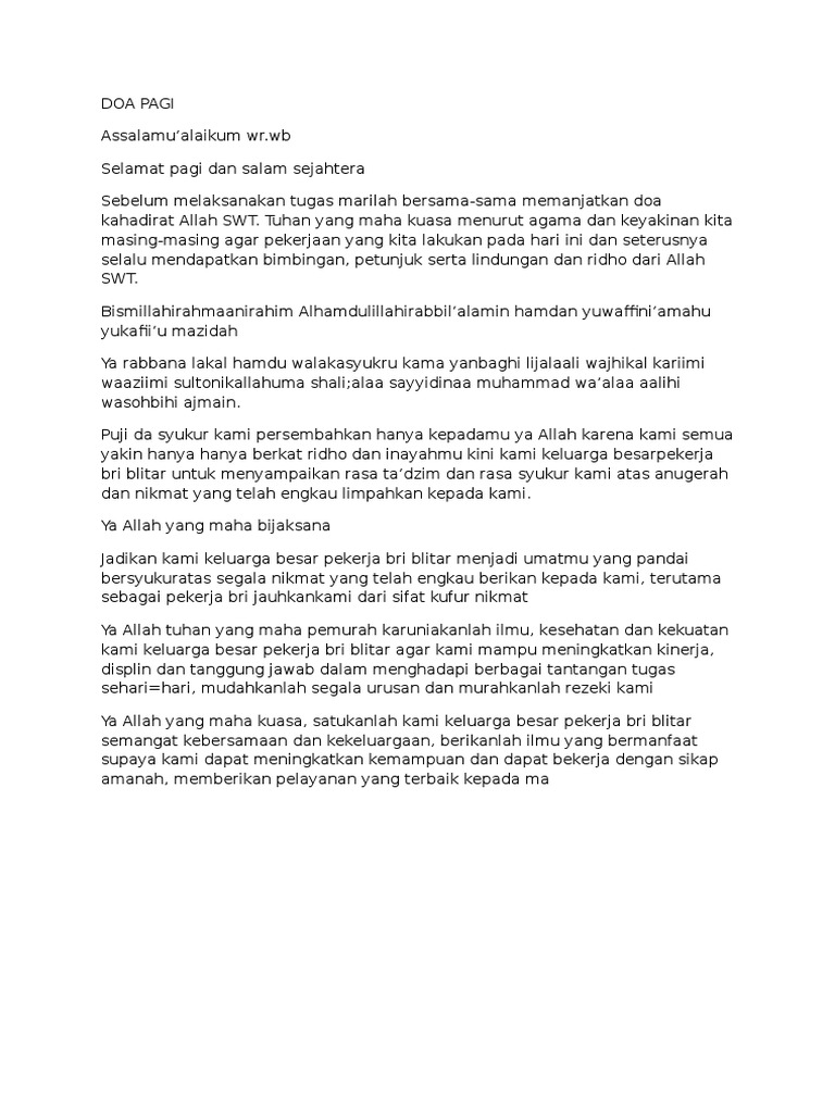Doa Pagi | PDF | Pengembangan Diri | Agama & Spiritualitas