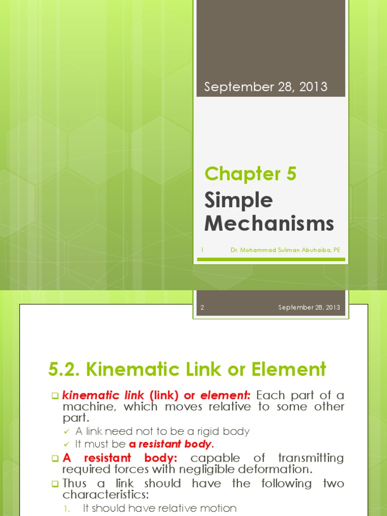 CH 5 Simple Mechanisms | PDF | Kinematics | Machines
