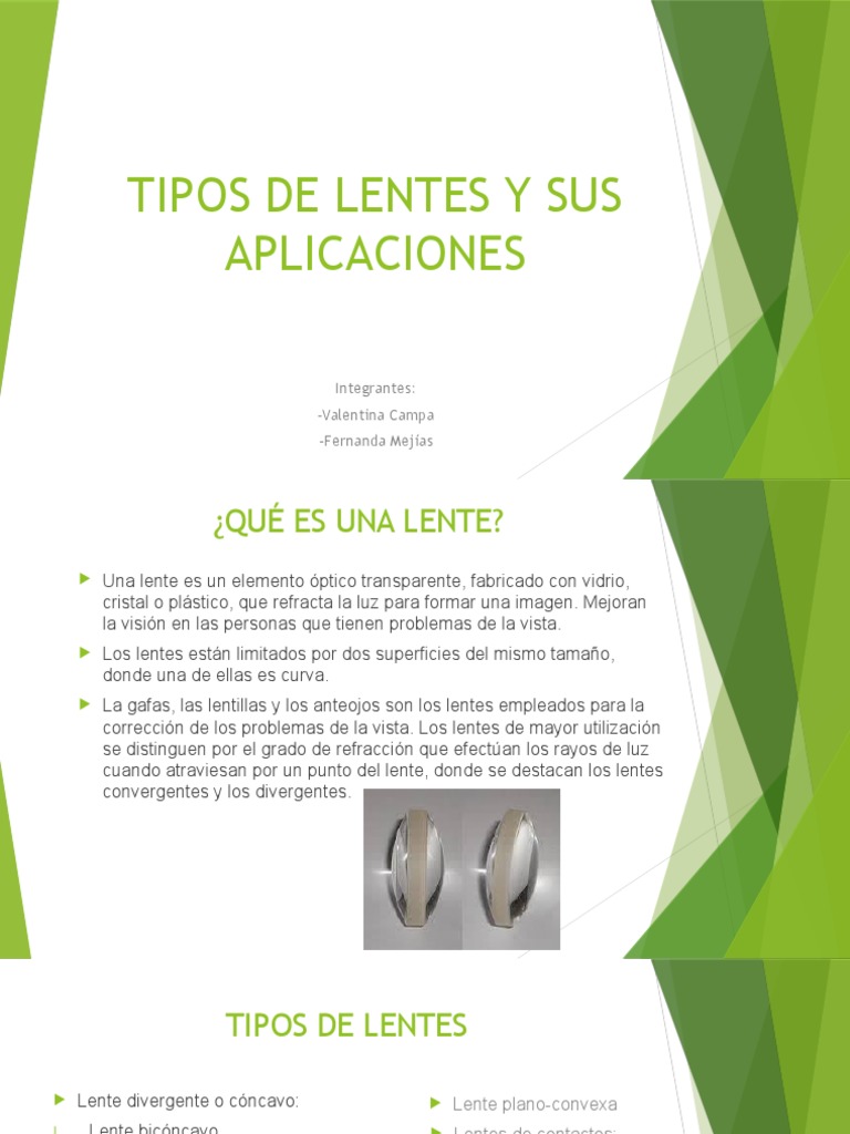 Tipos de Lentes y Sus Usos | PDF | Lente (óptica) | Lentes de contacto