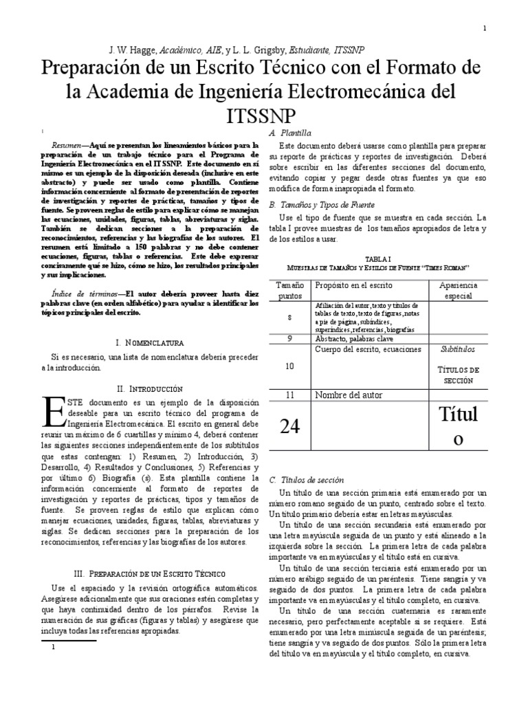 Plantilla IEEE Reportes de Prácticas e Investigaciónes | PDF