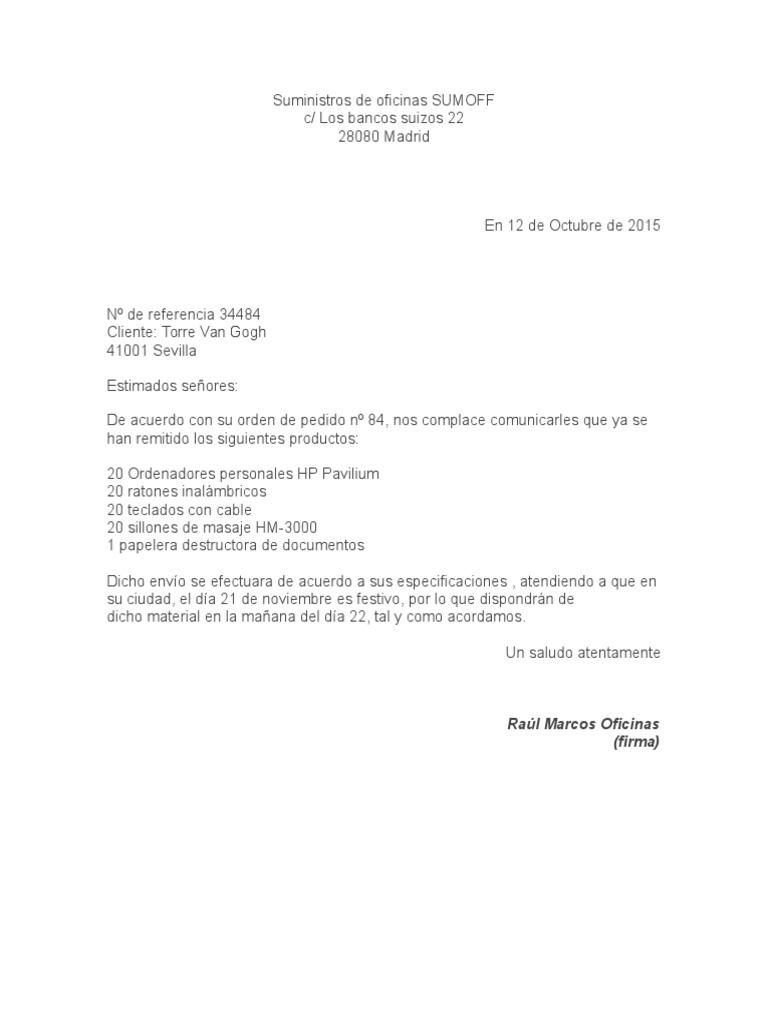 Modelo de Carta de Envío | PDF