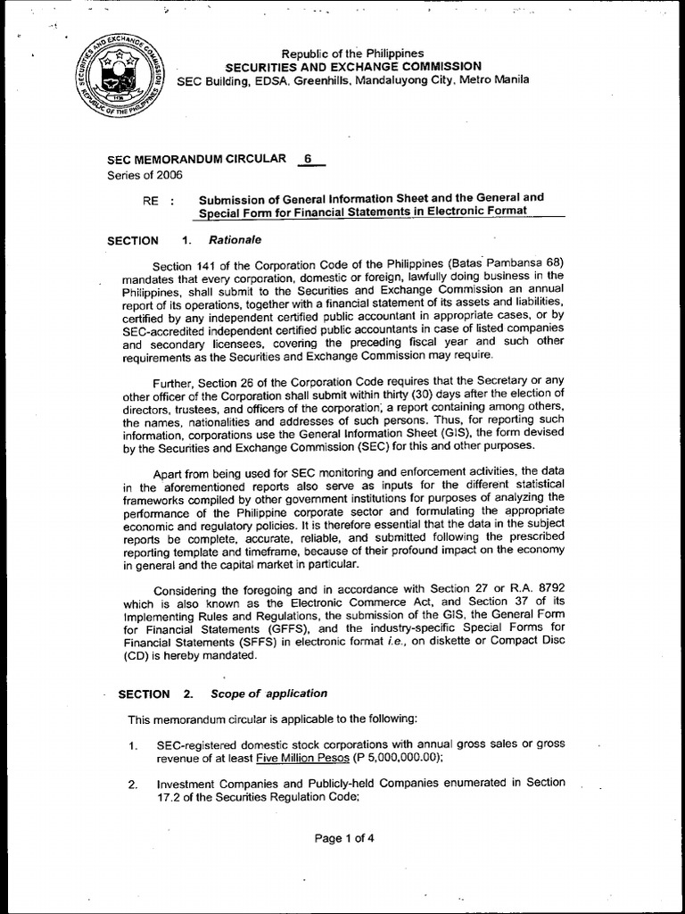 SEC Memo 6 Series of 2006 | PDF