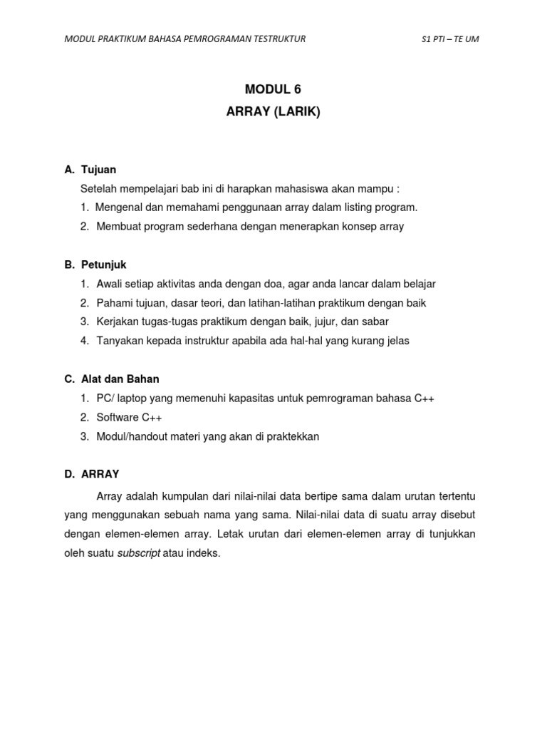 MODUL 6 Array PDF | PDF | Komputer