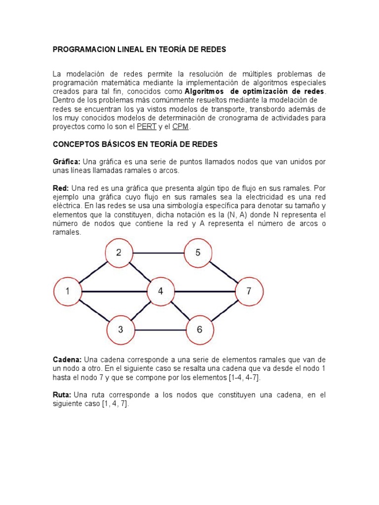 PL Teoria de Redes | PDF | Teoría de grafos | Programación lineal