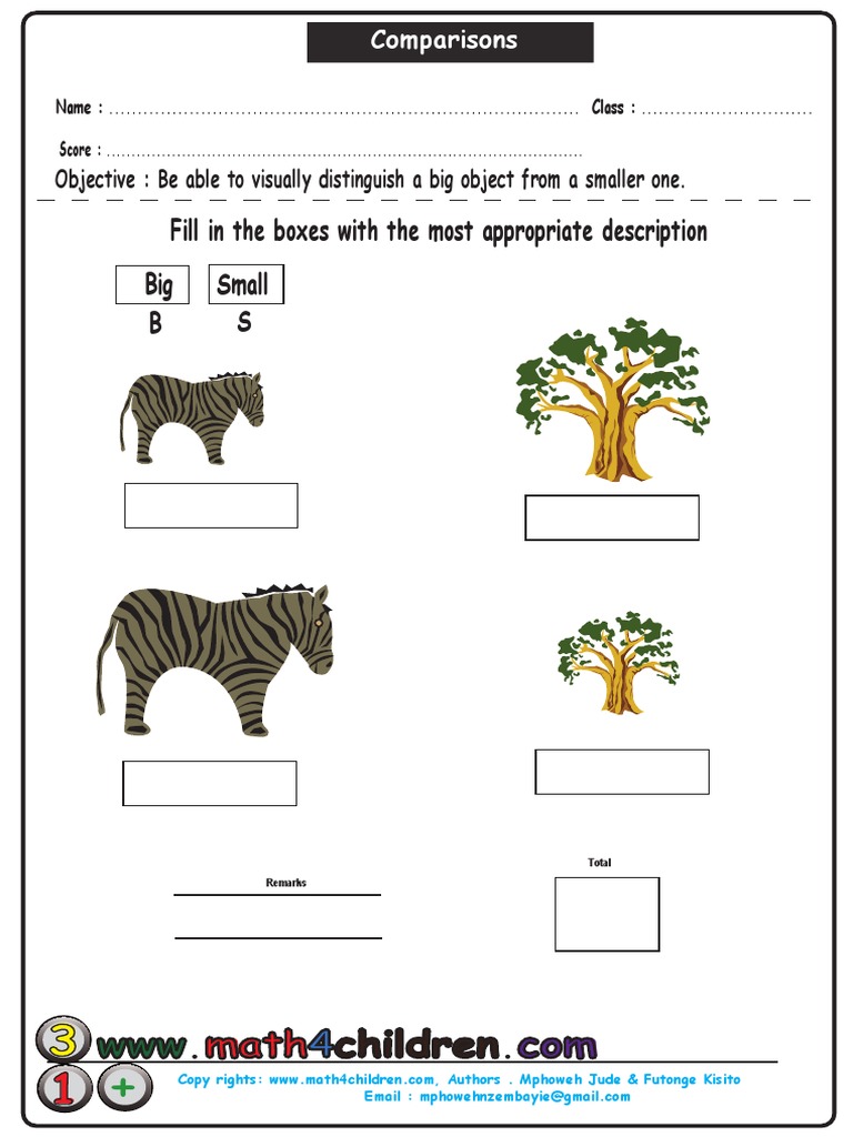 Big Small Comparison Sheet | PDF