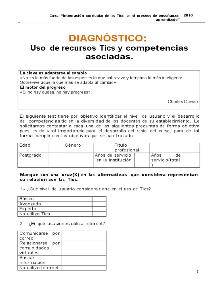 Test Diagnostico Tics | PDF | Tecnología de información y ...