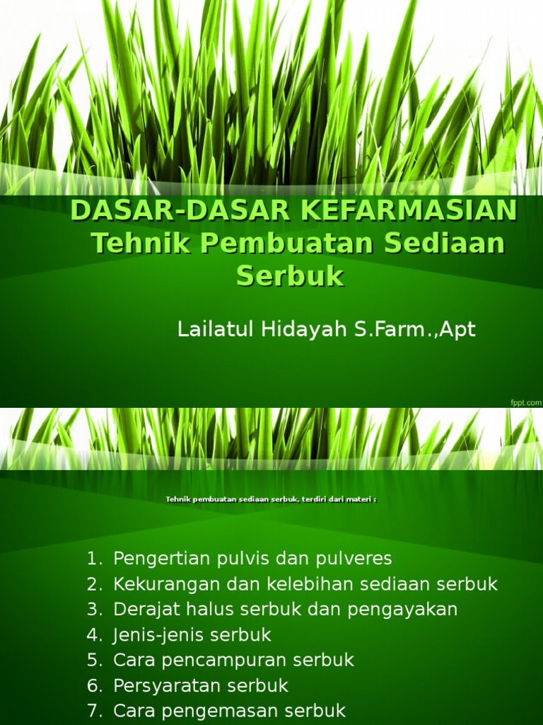 MATERI 6 Pulvis Pulveres | PDF | Memasak, Makanan, & Anggur | Kesehatan ...