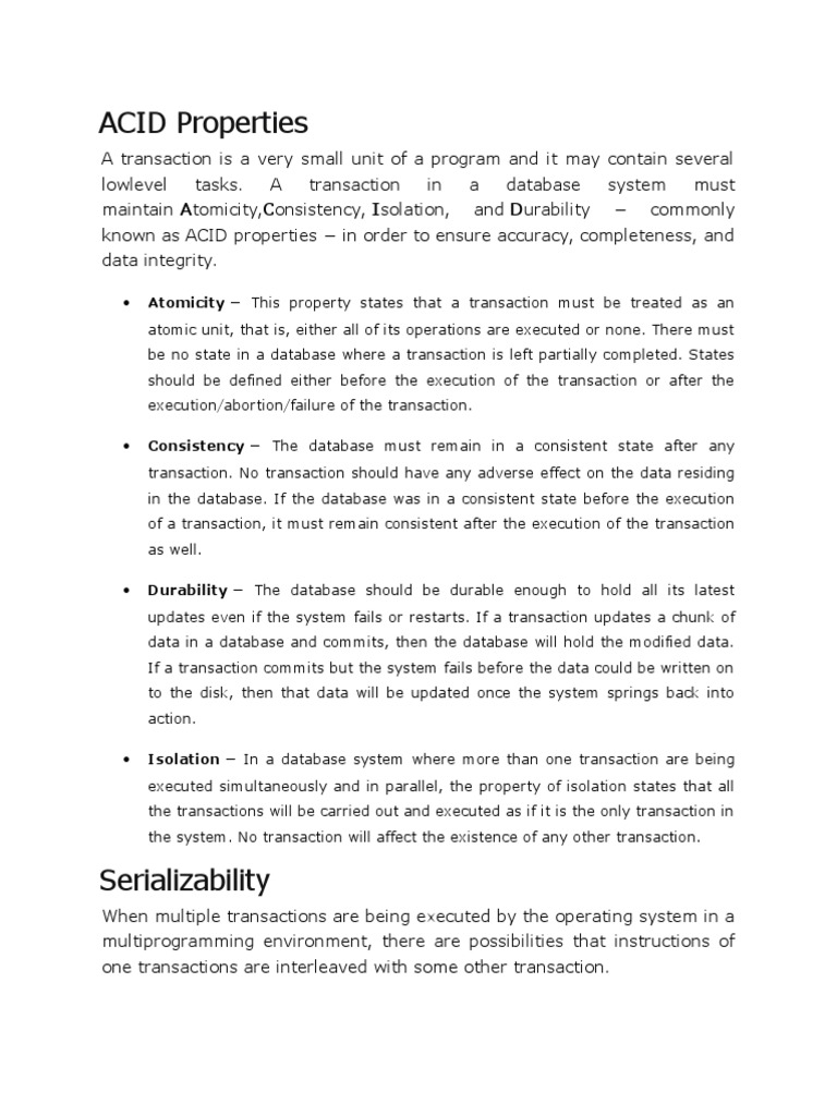 ACID Properties | Acid | Database Transaction