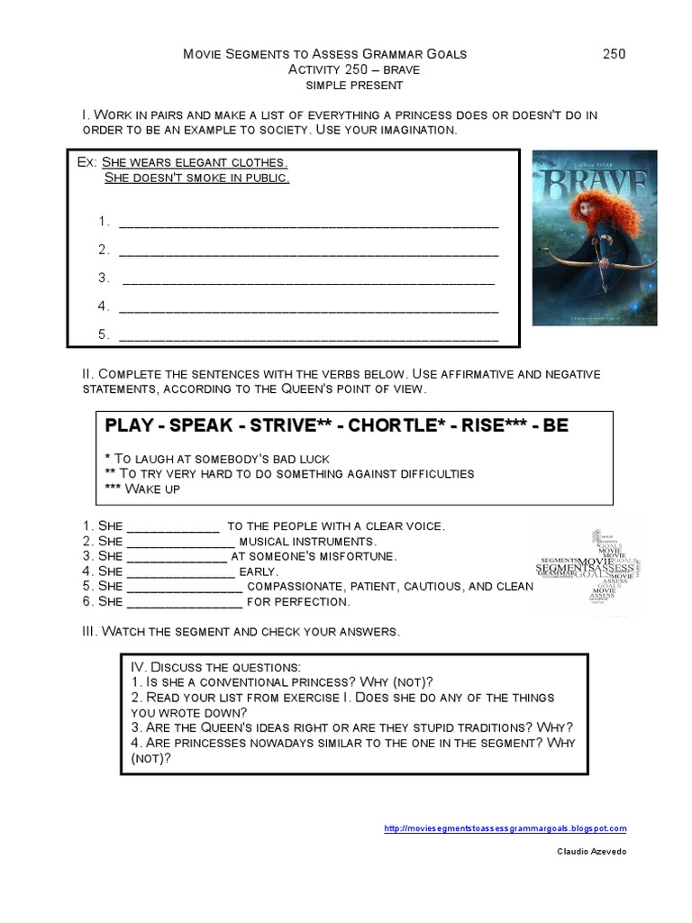 Brave Movie Activity: Simple Present | PDF