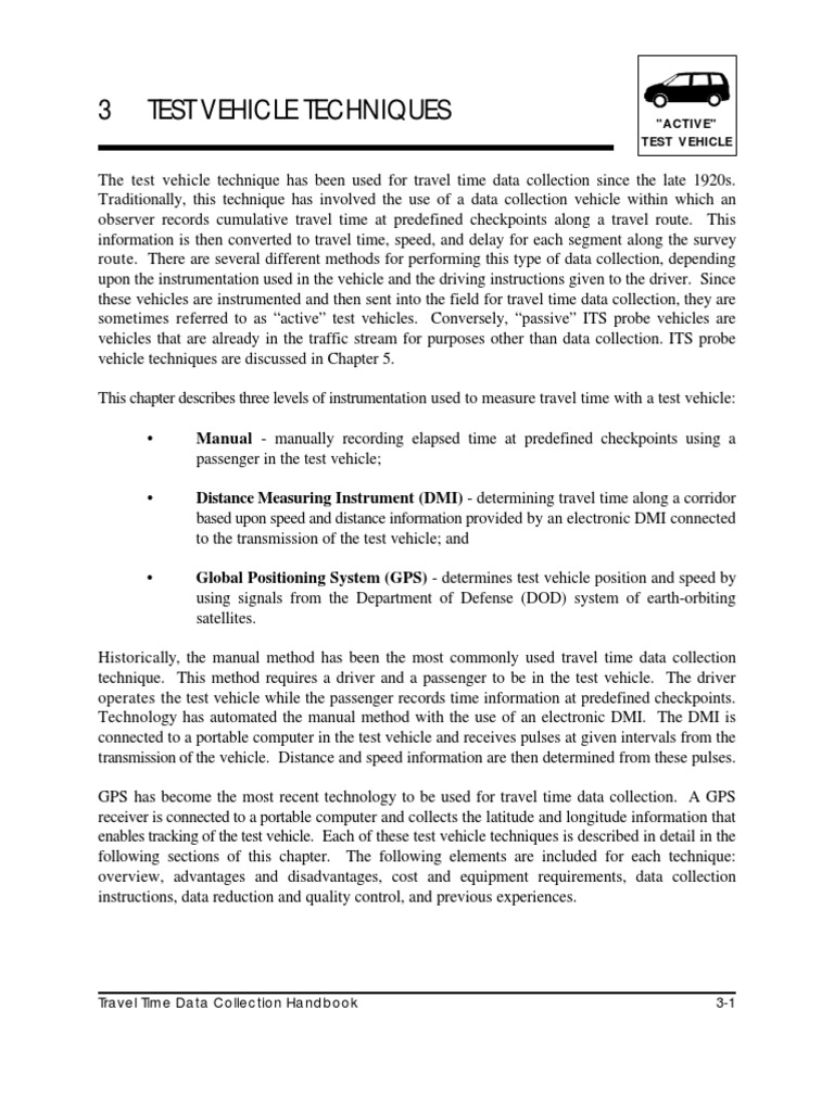 Floating Car Method for Travel Time Data | PDF | Coefficient Of ...