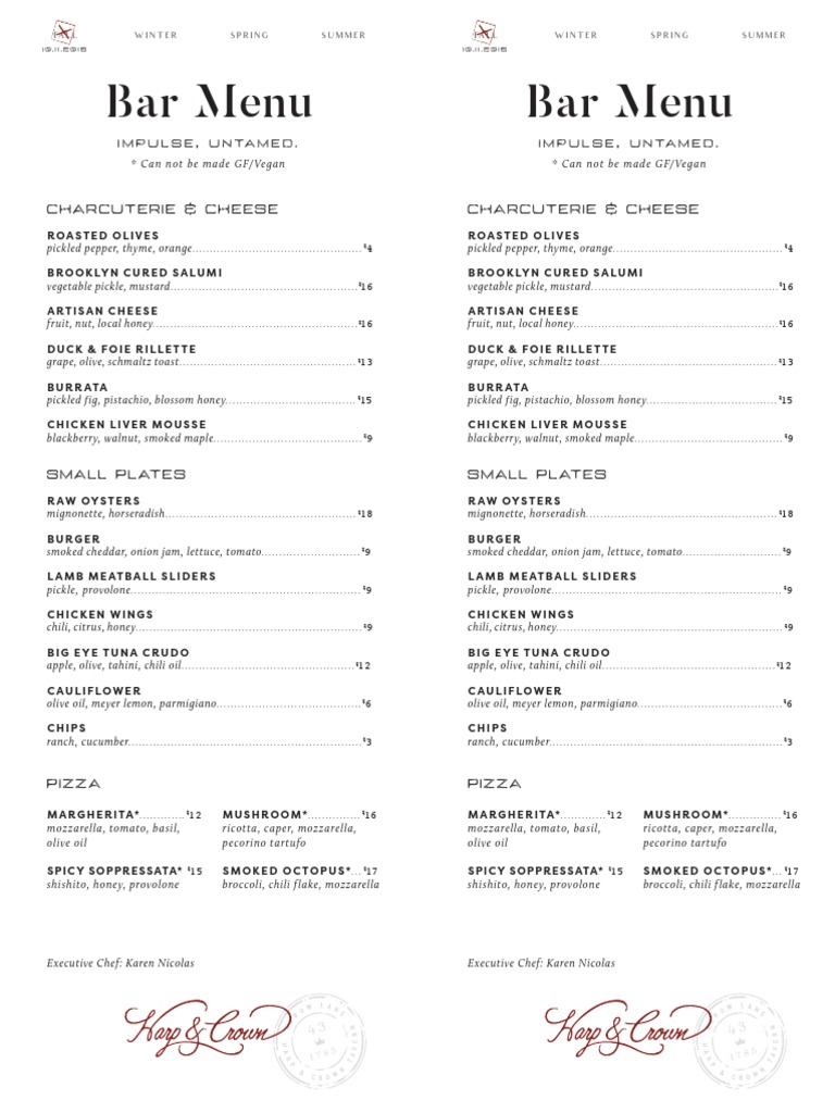 Bar Menu | PDF