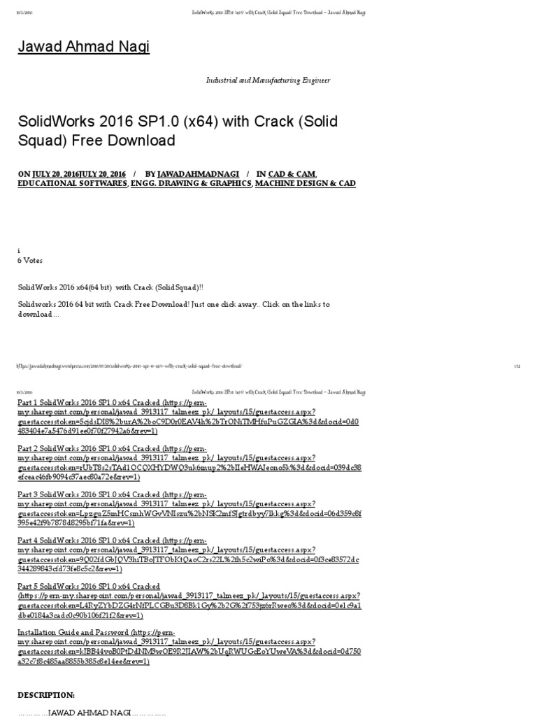 SolidWorks 2016 SP1a | Download Free PDF | Computer File | Software