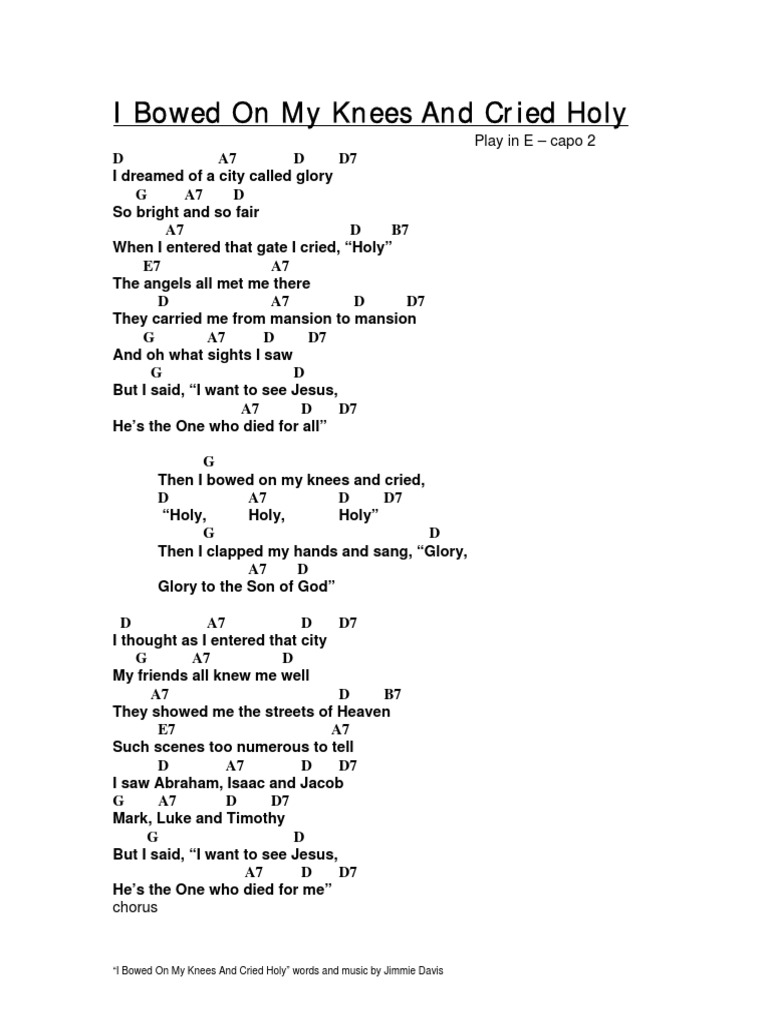 I Bowed On My Knees and Cried Holy Chords | PDF | Bible Content ...
