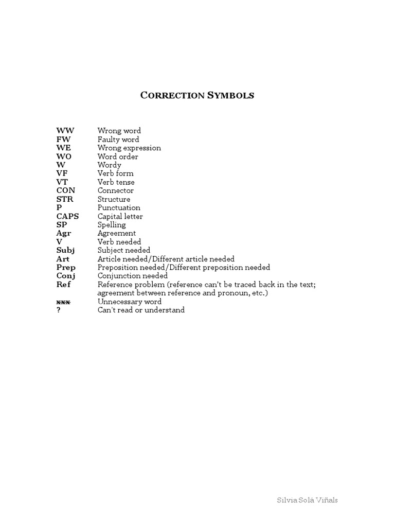 0.1 Correction Symbols | PDF
