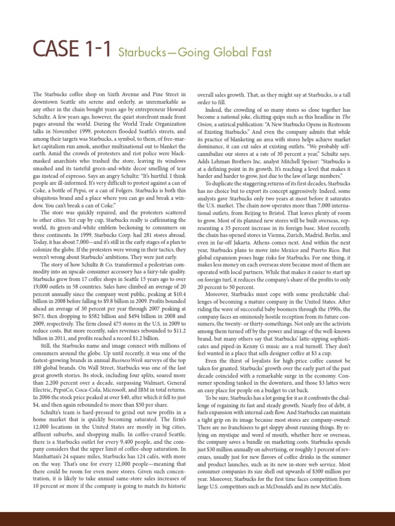 Starbucks: Strategies for Global Growth | PDF | Starbucks | Coffeehouse