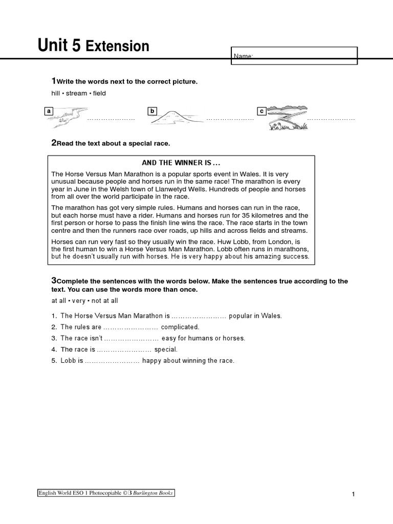 Unit 5: Extension | PDF | Sports & Recreation | Home & Garden