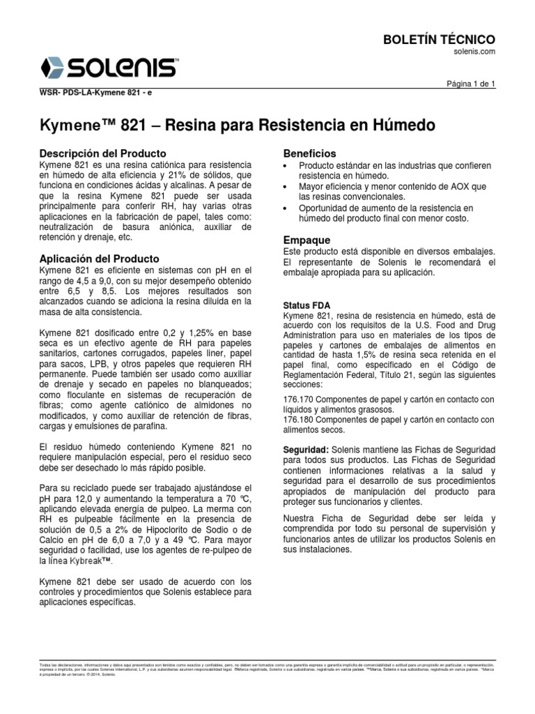 Kymene 821 - e PDF | PDF | Cartón | Papel