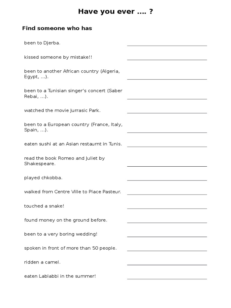 Find Someone Who - Present Perfect | PDF | Poetry