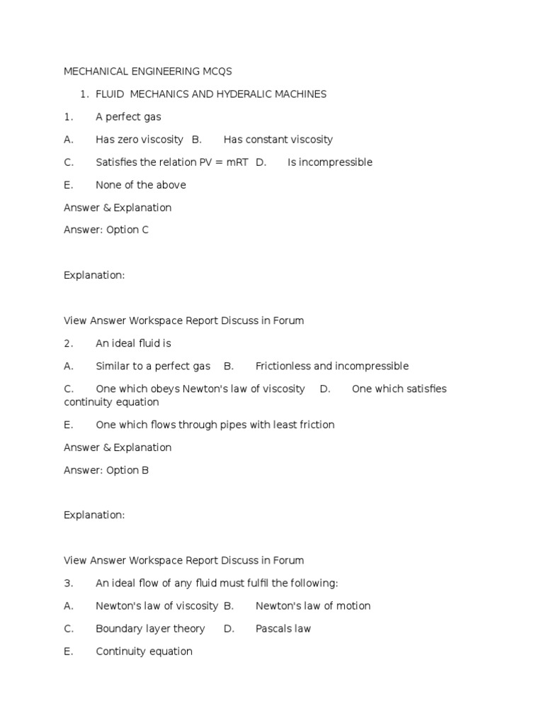 Mechanical Engineering Mcqs | PDF | Fluid Dynamics | Buoyancy
