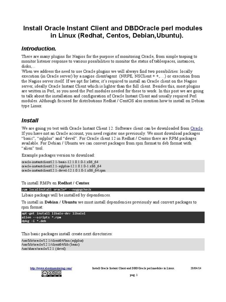 02 Install Dbdoracle Perl Modules In Linux Redhat Centos Debian Ubuntu Pdf Advanced