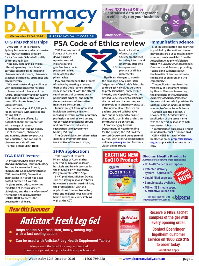 Antistax® Fresh Leg Gel: PSA Code of Ethics Review | PDF | Nonsteroidal ...