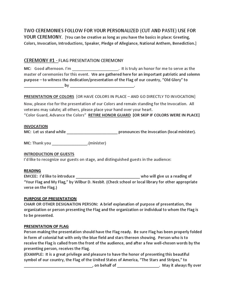 Sample-Flag-Presentation-Ceremony.pdf | Flag Of The United States | Flag