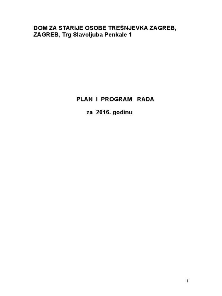 Plan I Program Rada Za 2016 | PDF