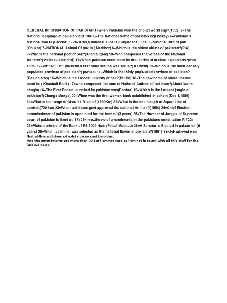 General Information of Pakistan 1 | PDF