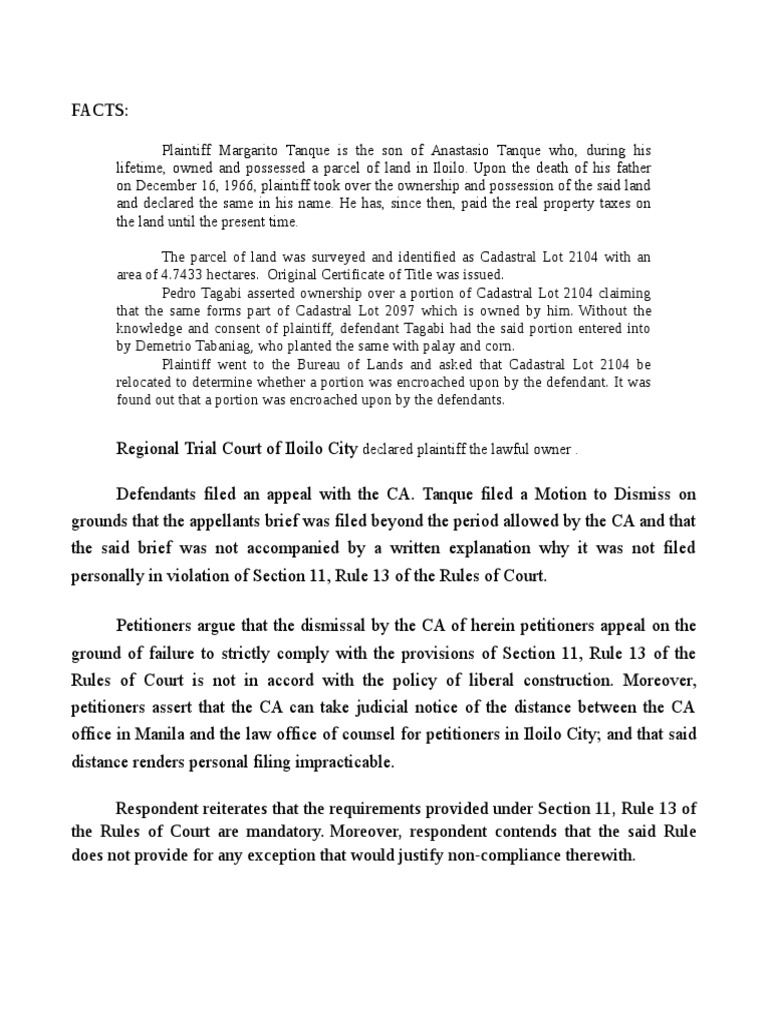 7 Tagabi Vs Tanque Digest | PDF | Brief (Law) | Appeal