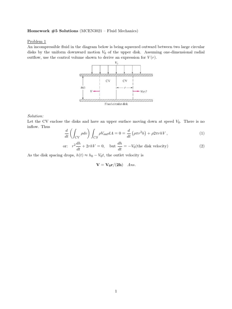 Fluids Homework 5 - Solutions | PDF | Volume | Nozzle
