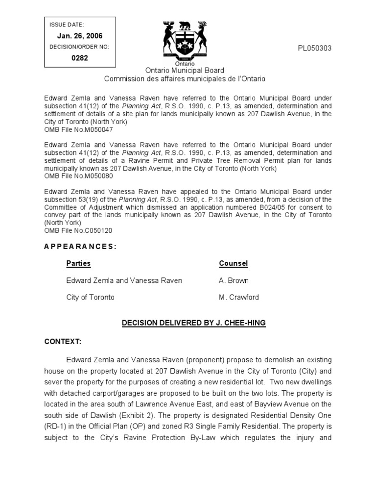 OMB Decision On Dawlish Ave. | PDF | Stormwater | Drainage