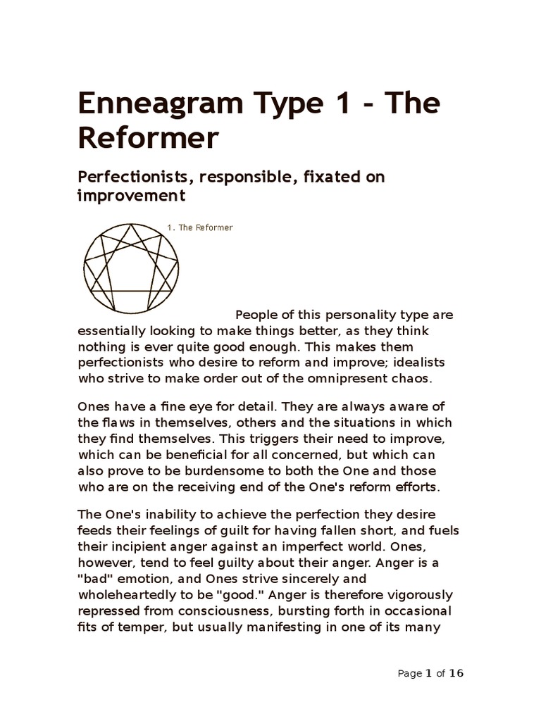 Enneagram Type-1 | PDF | Perfectionism (Psychology) | Anger