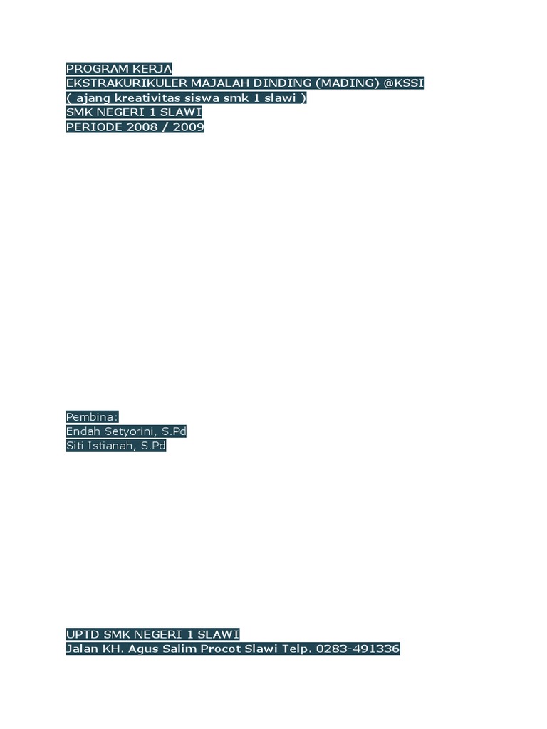 Program Kerja Mading | PDF | Ilmu Sosial | Seni