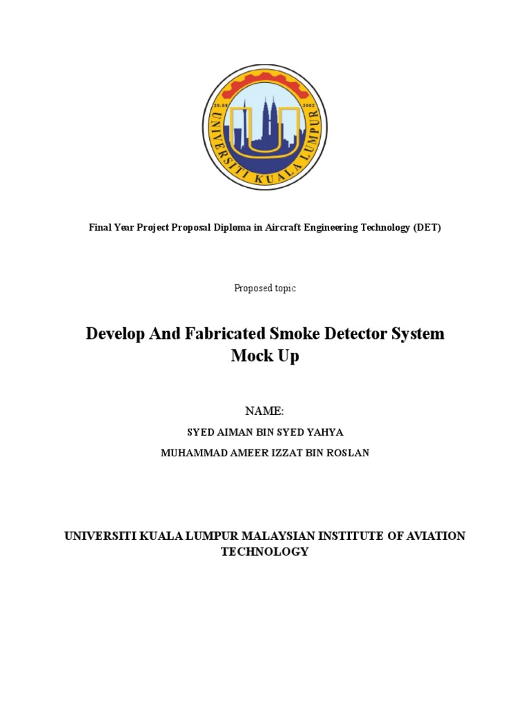 Final Year Project Proposal Diploma in Aircraft Engineering Technology ...