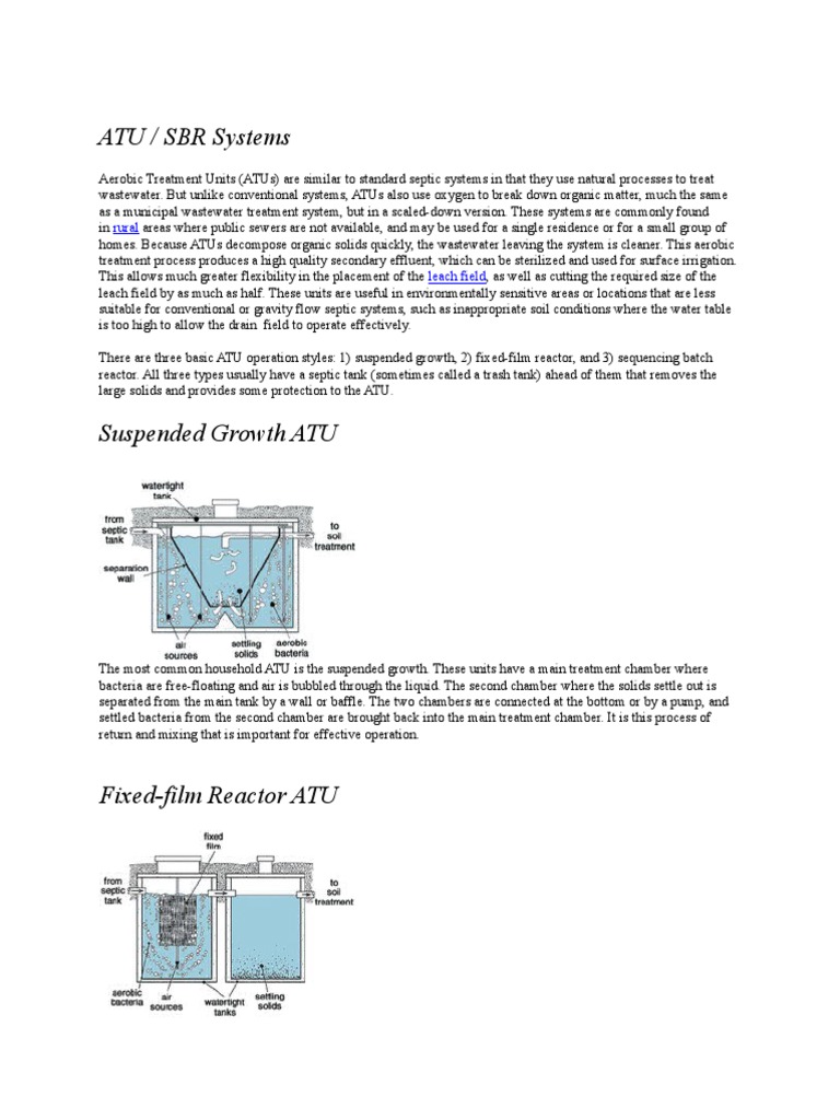 ATU / SBR Systems: Rural | PDF | Septic Tank | Environmental Technology