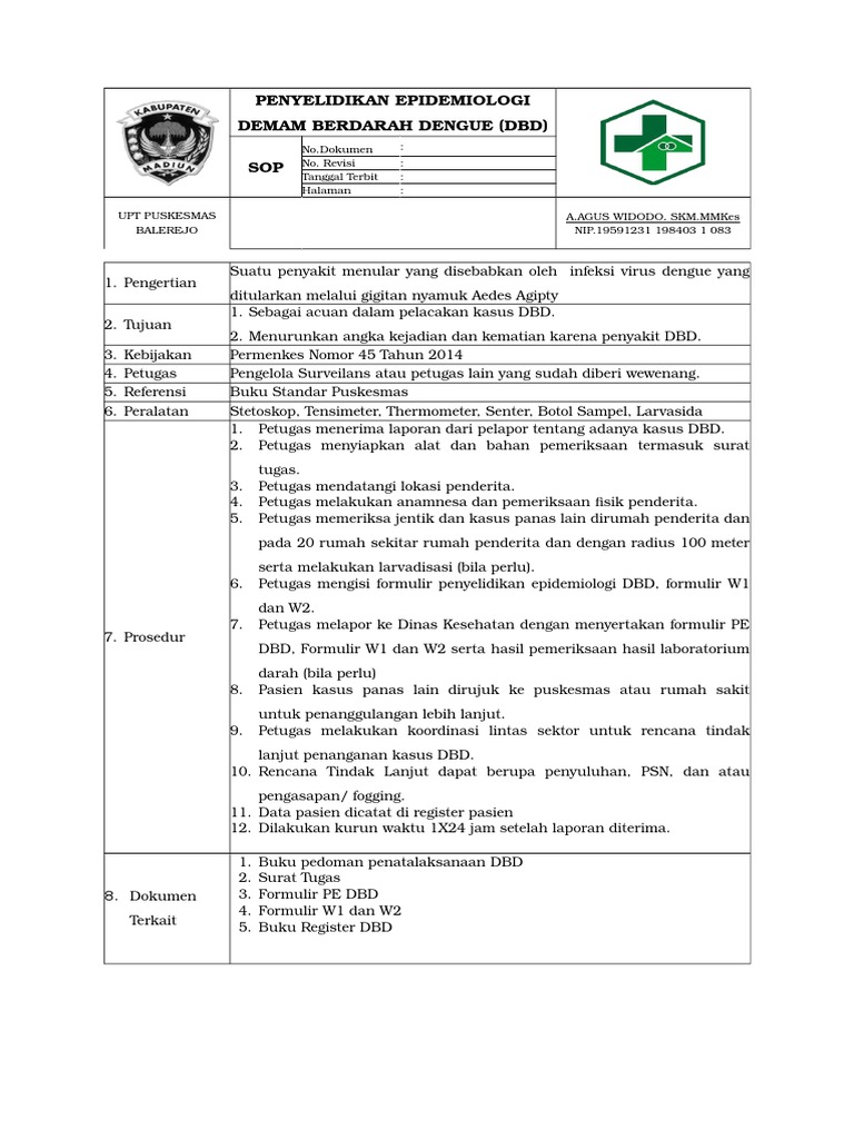 SOP PE DBD Puskesmas Balerejo | PDF