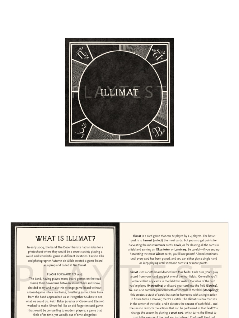 Illimat Playtest Rules V1 | PDF | Playing Cards | Gaming