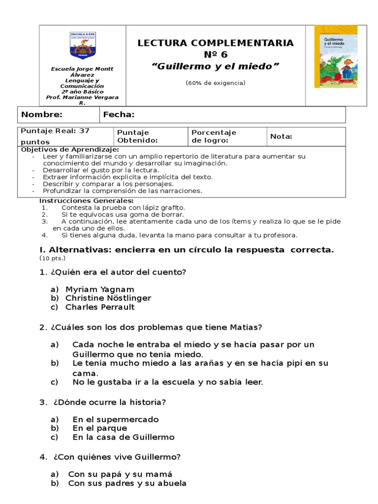 Guillermo y El Miedo | PDF | Lectura (proceso) | Educación avanzada