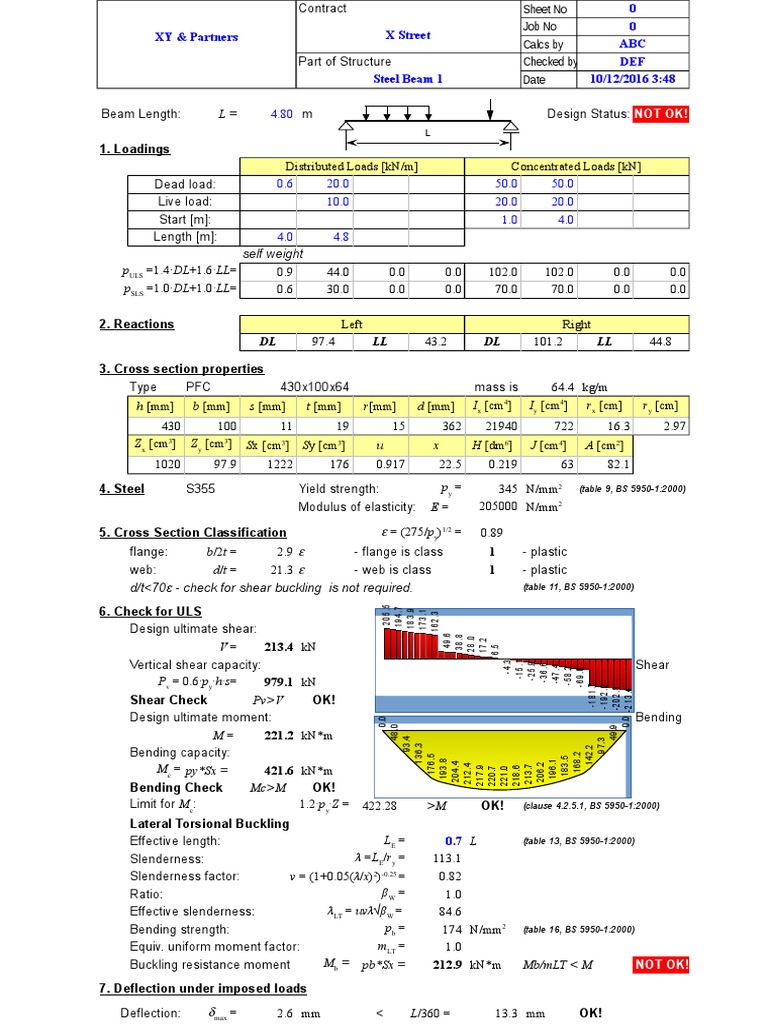 Steel Beam BS 5950 | PDF