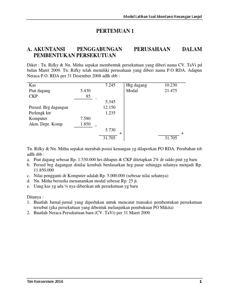 Modul Latihan Akt - Keu Lanjut'1617 PDF | PDF