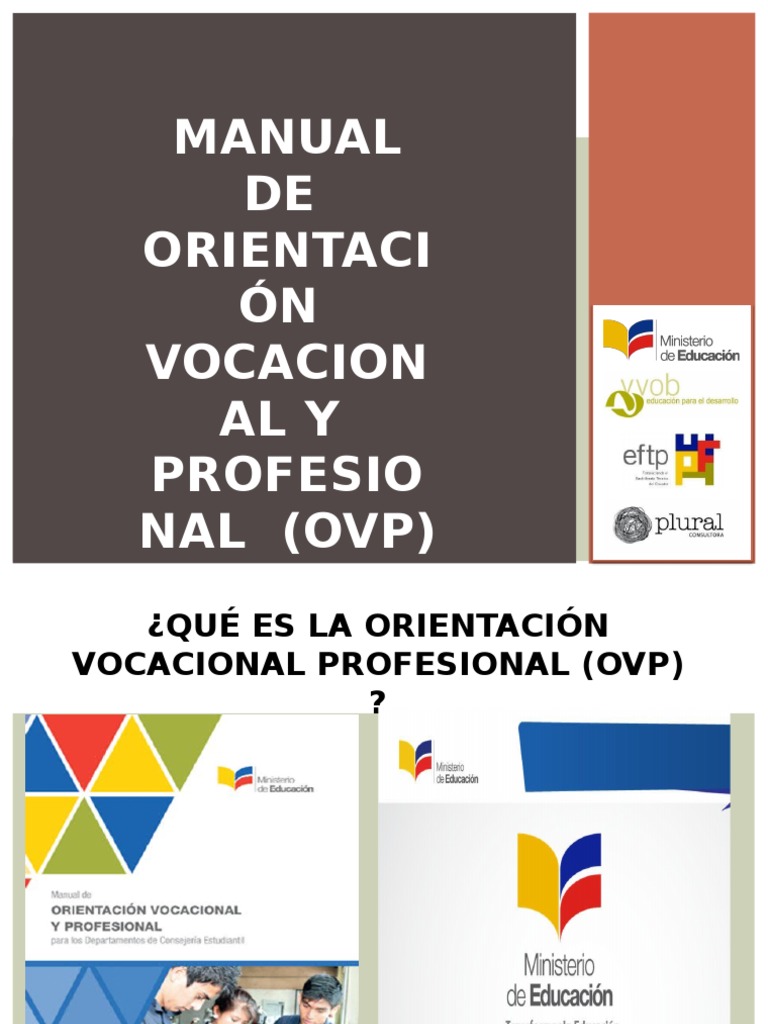 Manual de Orientación Vocacional y Profesional (OVP) | PDF | Planificación | Evaluación