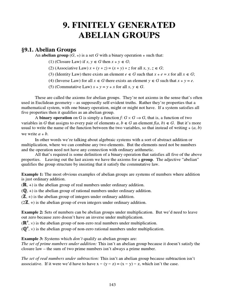 An In-Depth Exploration of Finitely Generated Abelian Groups, Including ...