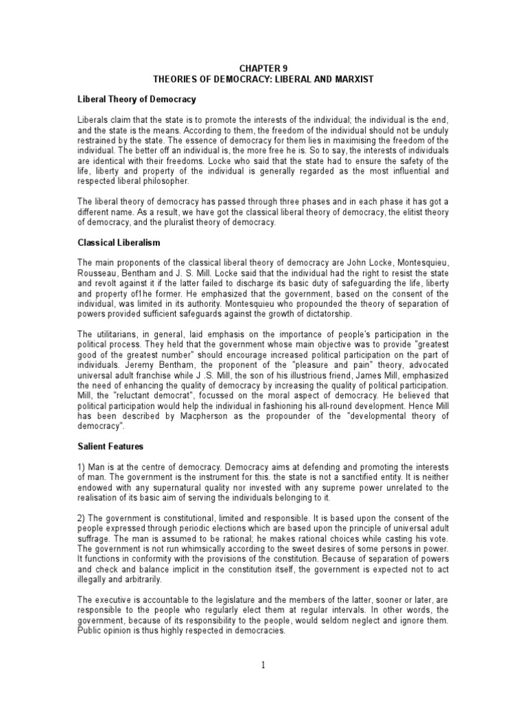 Chapter 9 - Theories of Democracy | PDF