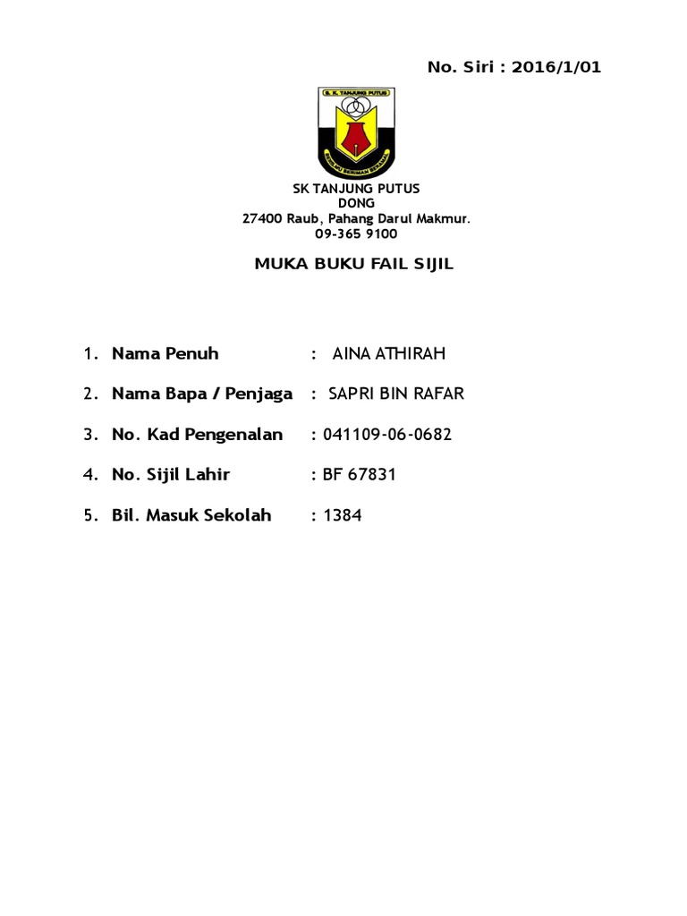 Draf Muka Depan Fail Sijil | PDF
