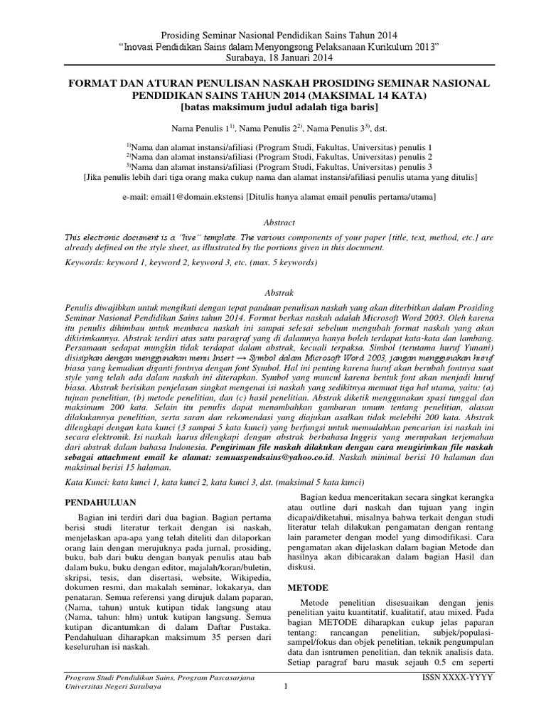 Template Prosiding Naskah Hasil Penelitian | PDF