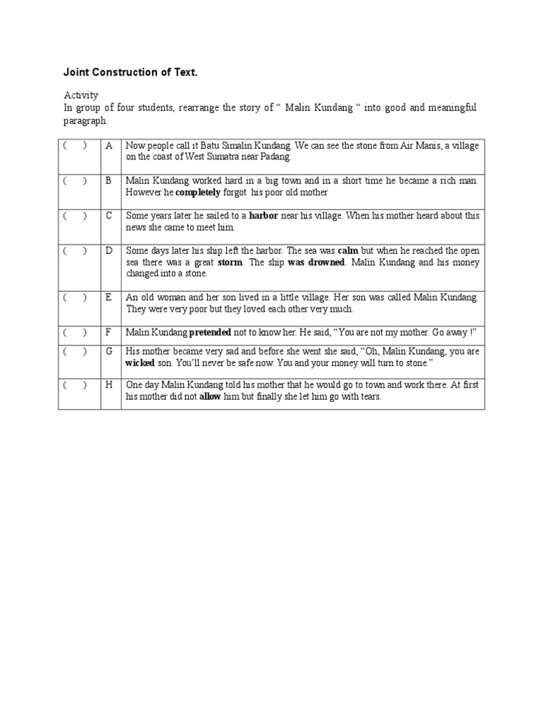 Joint Construction of Text | PDF
