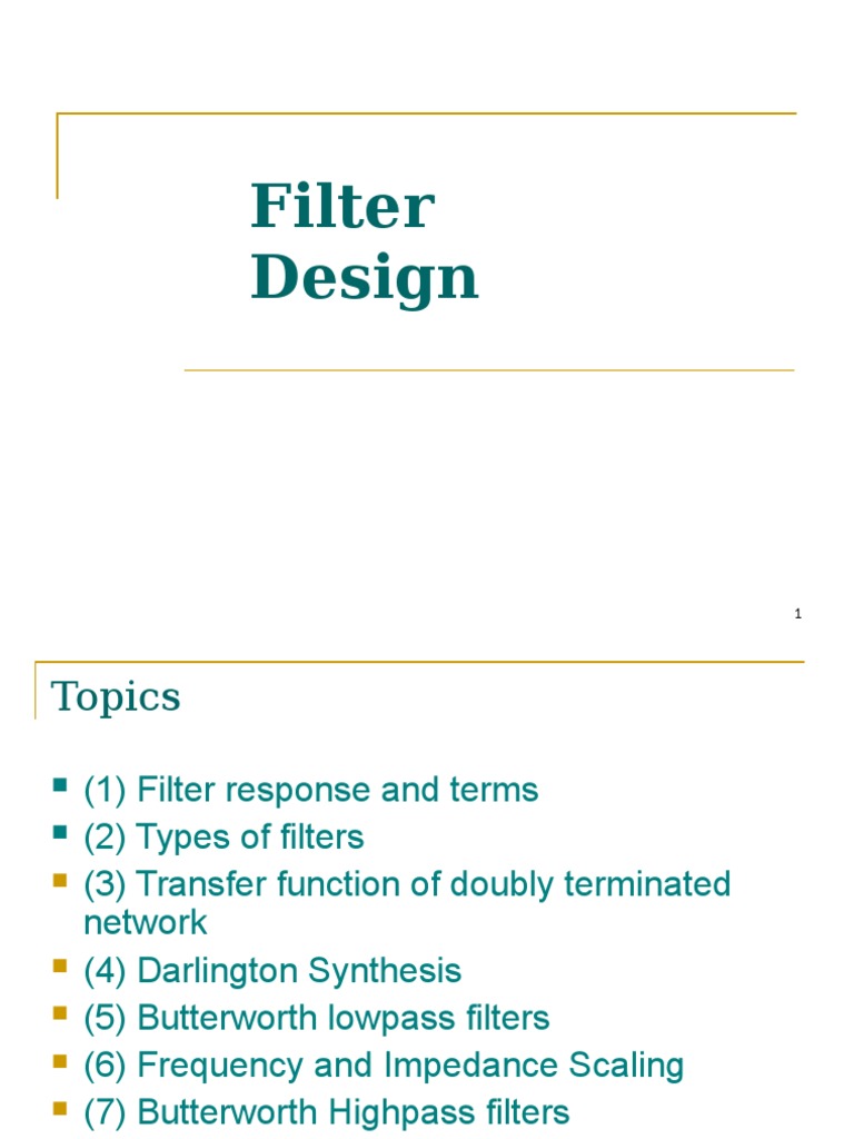 Filter Design and Types Overview | PDF