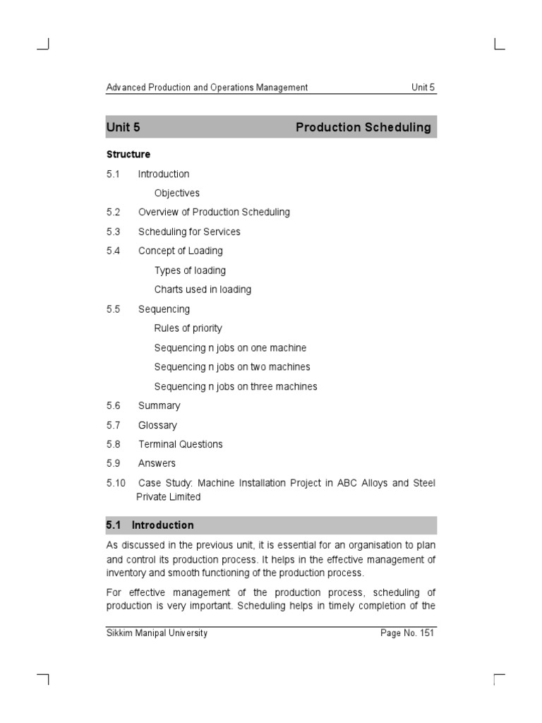 Unit 5 Production Scheduling: Structure | PDF | Scheduling (Computing) | Scheduling (Production ...