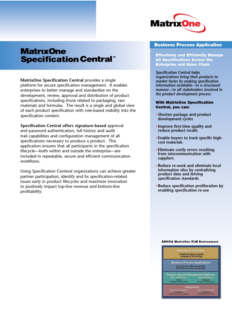 PDF Enovia Matrixone 02 | PDF | Specification (Technical Standard ...